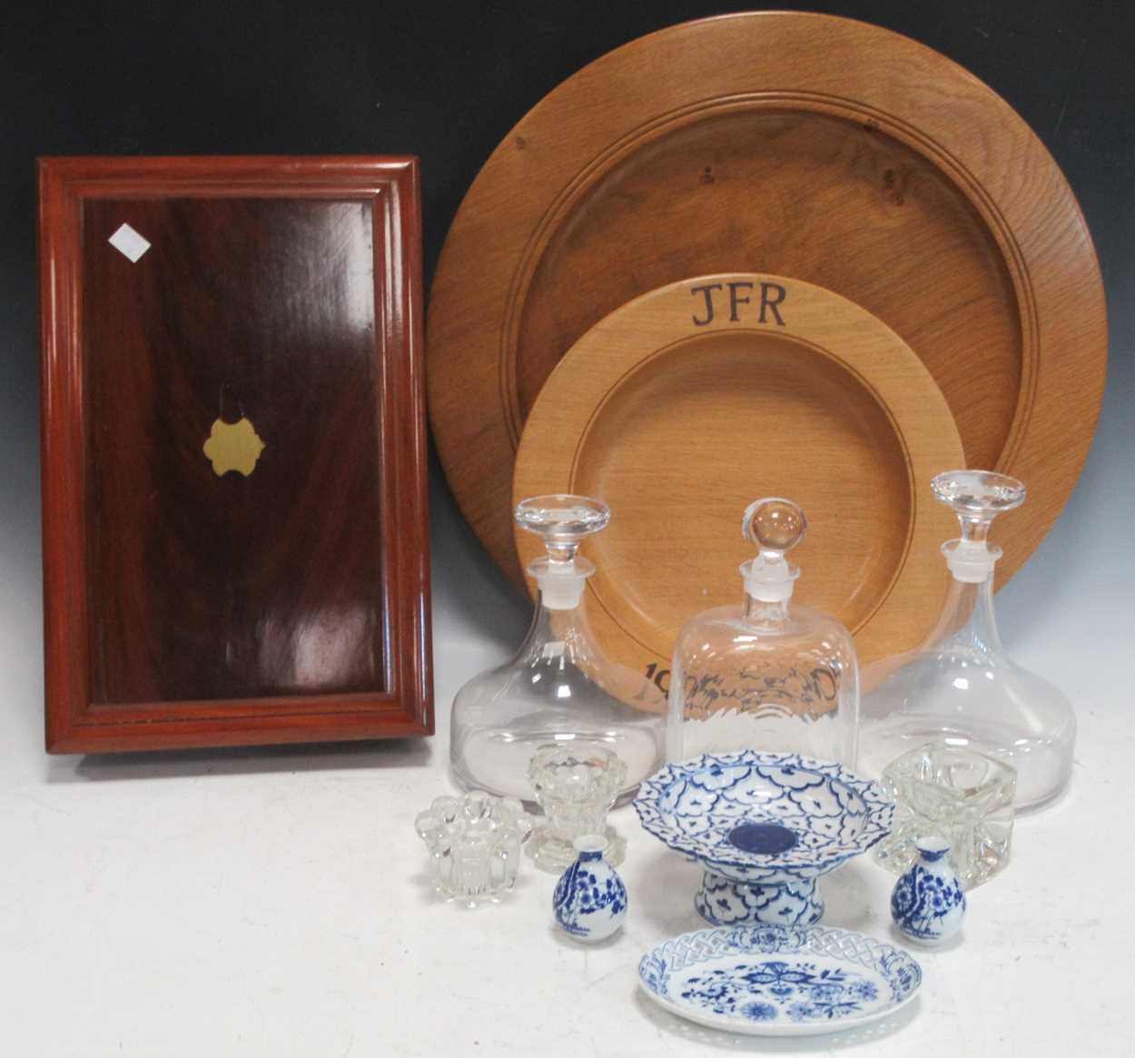 Lot 55 - Two turned burr oak platters by Chris Nunn,